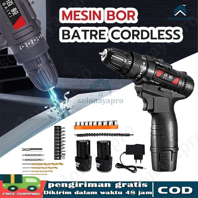 Jual Bor Listrik Murah 12V /Bor Listrik/Beton Besi Kayu Dengan Box Set ...