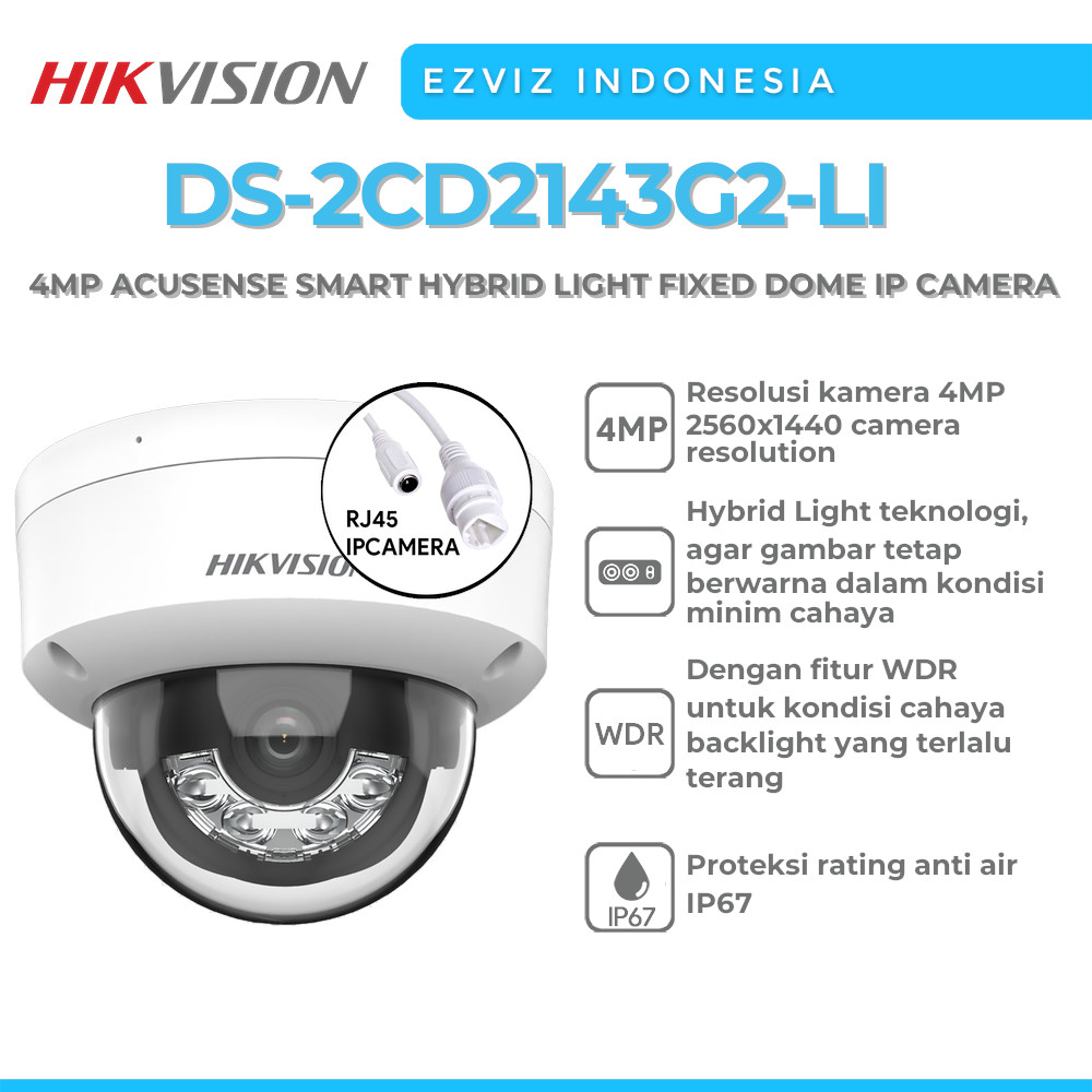 Jual HIKVISION DS-2CD2143G2-LI 4MP ACUSENSE SMART HYBRID LIGHT DOME IP CAMERA | Shopee Indonesia