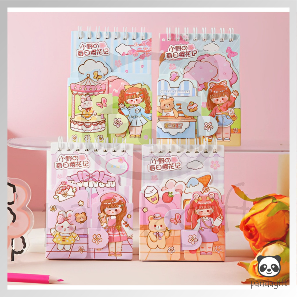 Jual Notebook Ring Atas Motif Memo Kecil A7 Spiral isi 70 Lembar Cover ...