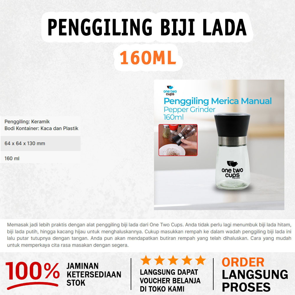 Jual Penghalus Penggiling Grinder Merica Manual Bahan Kaca Kapasitas ...