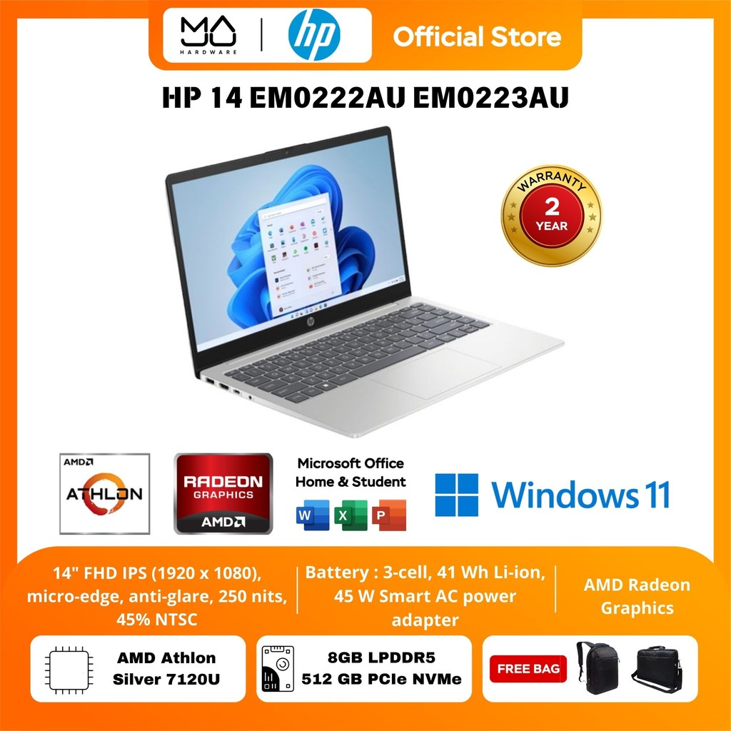Jual Laptop HP 14 - em0222AU/em0223AU Athlon 7120U 512GB SSD 8GB FHD ...