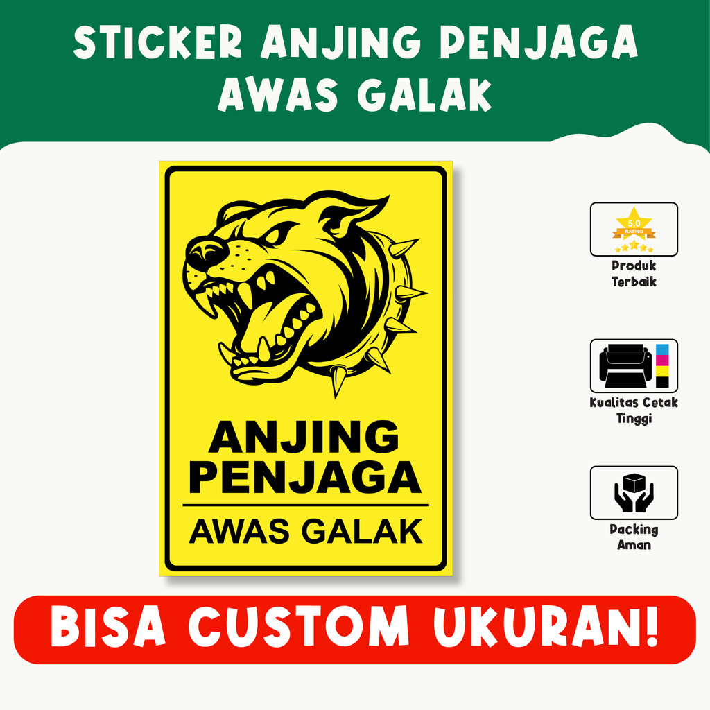 Jual Sticker Anjing Penjaga Awas Galak – Tahan Air, Vinyl Premium ...