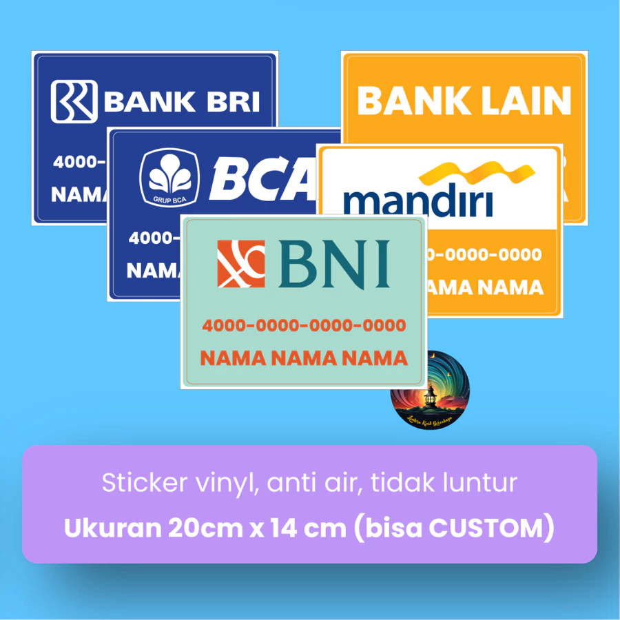 Jual Sticker Nomor Rekening BNI BRI BRILink Mandiri BCA BSI – Identitas ...