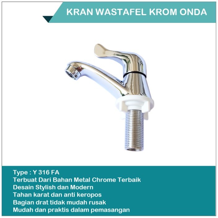 Jual Kran Wastafel Krom Onda Y 316 FA / Kran Cuci Tangan | Shopee Indonesia