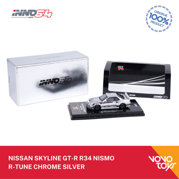 Jual Inno 1/64 Nissan Skyline GT-R R34 Nismo R-Tune Chrome silver ...