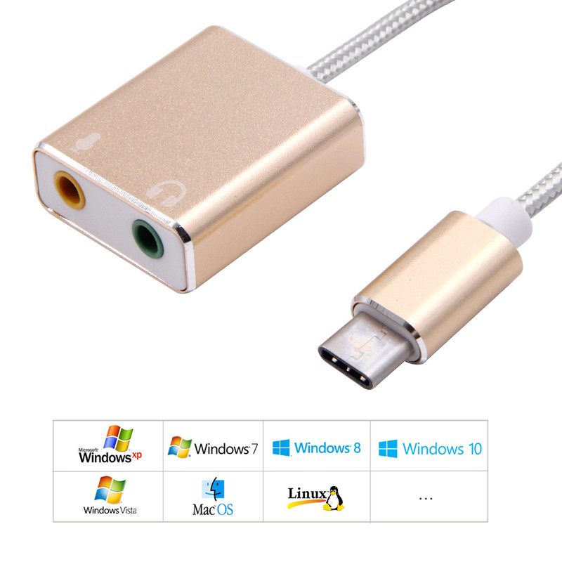 Jual 1PCS USB Type C Type-C External Sound Card Adapter Audio Card USB ...