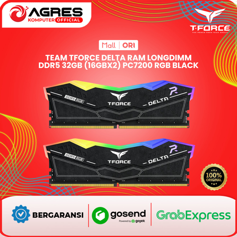 Jual TEAM TFORCE DELTA RAM LONGDIMM DDR5 32GB (16GBX2) PC7200 RGB BLACK ...