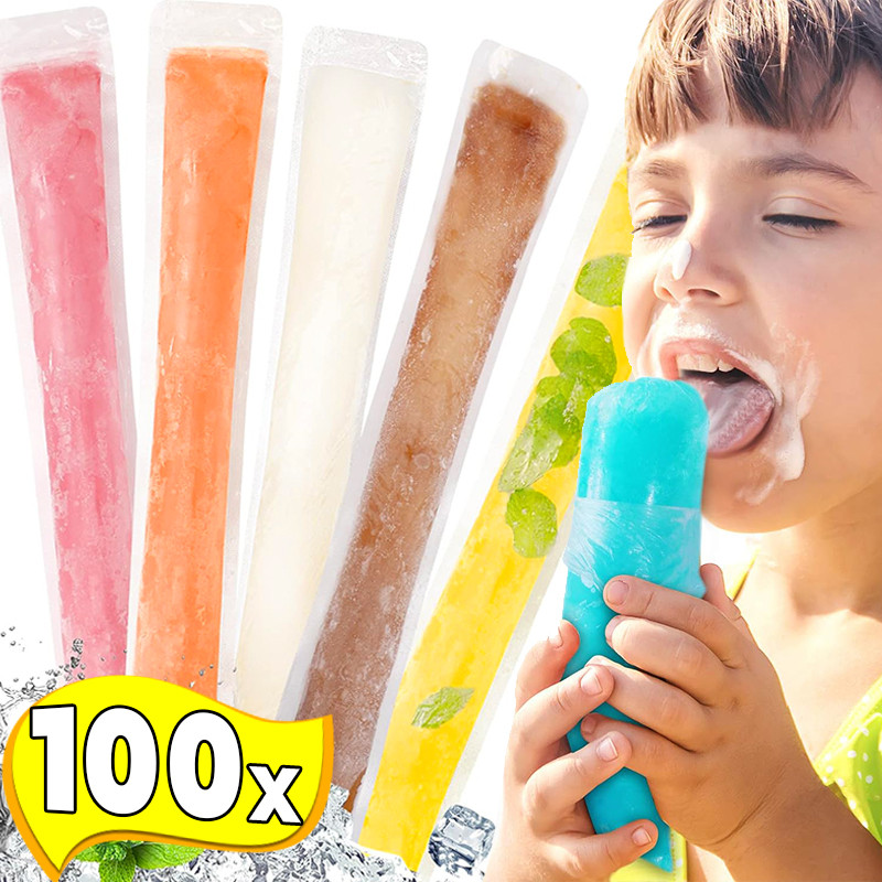 Jual Summer Disposable Ice Popsicle Bags for DIY Ice Cream Pops Fruit ...