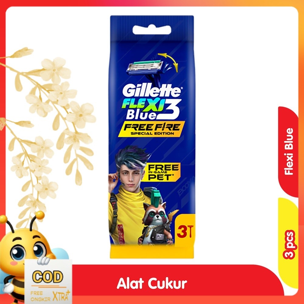 Jual Gillette Flexi 3 Blue Free Fire Alat Cukur 3 pcs | Shopee Indonesia