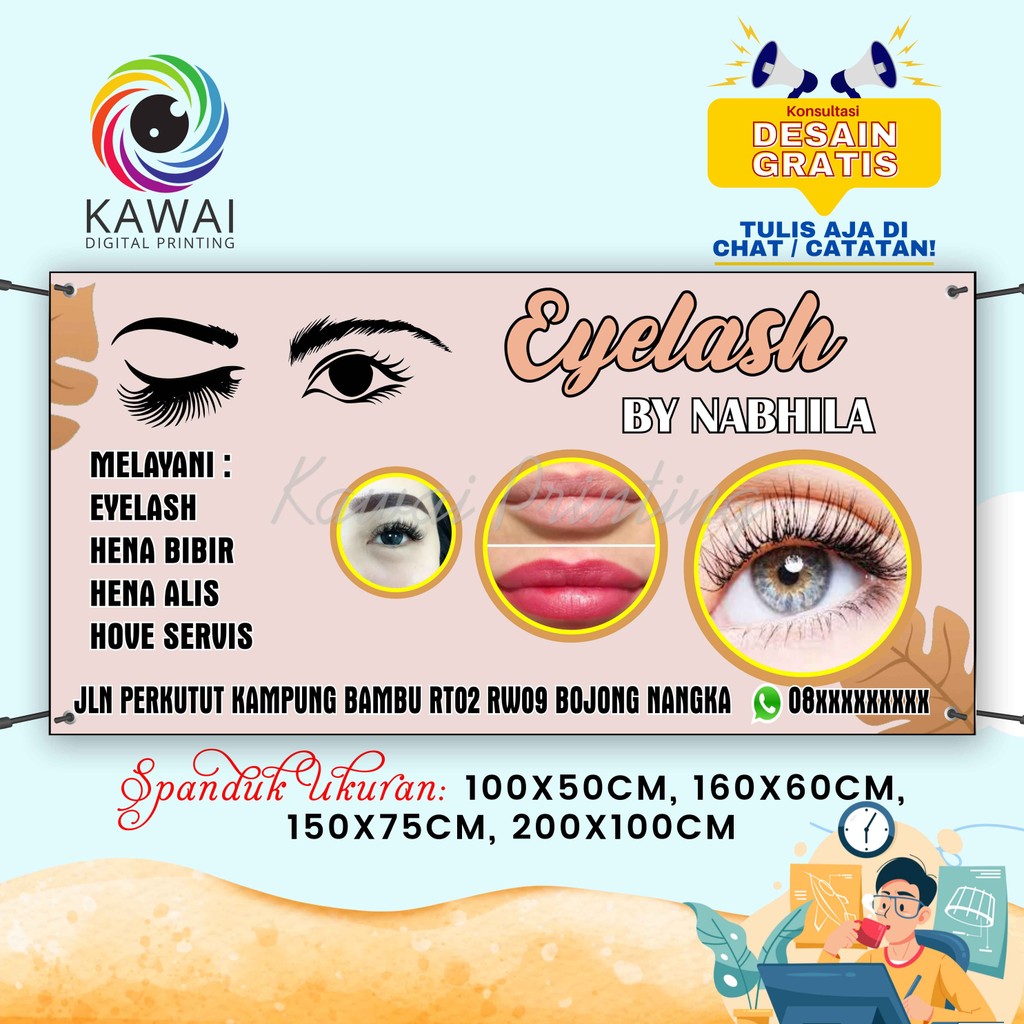 Jual Spanduk Banner MMT Eyelash & Hena Rekuest 200x100 Cm | Shopee ...