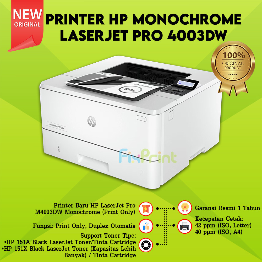 Jual Printer HP Laserjet Pro 4003dw 2Z610A Monochrome Wireless Duplex ...