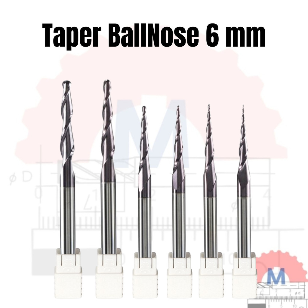 Jual Taper Ball Nose 2F shank 6mm R0.25 - R2 Ballnose cnc router bit | Shopee Indonesia