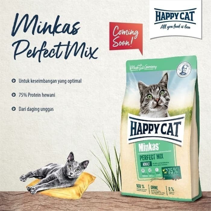 Jual Happy Cat Minkas Perfect Mix Makanan Kucing Dewasa 500gr Happy Cat ...