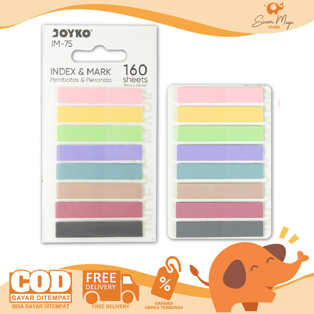 Jual Joyko Index & Memo IM-75 Pengingat Notes Pembatas Plastik Pastel 8 ...