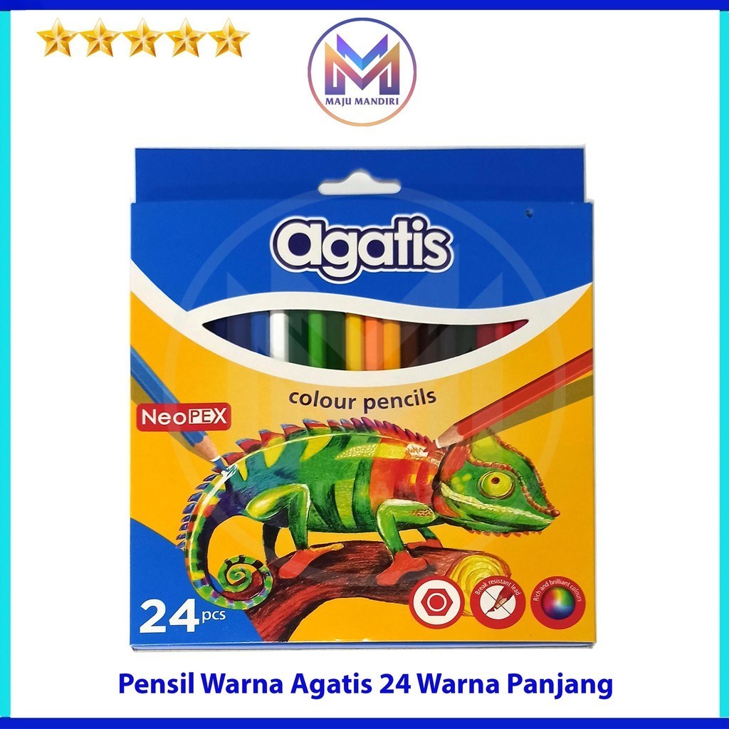 Jual Pensil Warna Agatis 24 Warna Panjang / Colour Pencil 24 Colours ...