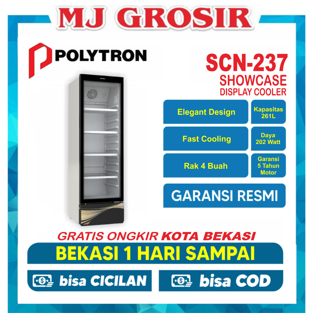 Jual SHOWCASE POLYTRON SCN 237 L 4 RAK DISPLAY COOLER KULKAS LOW WATT ...