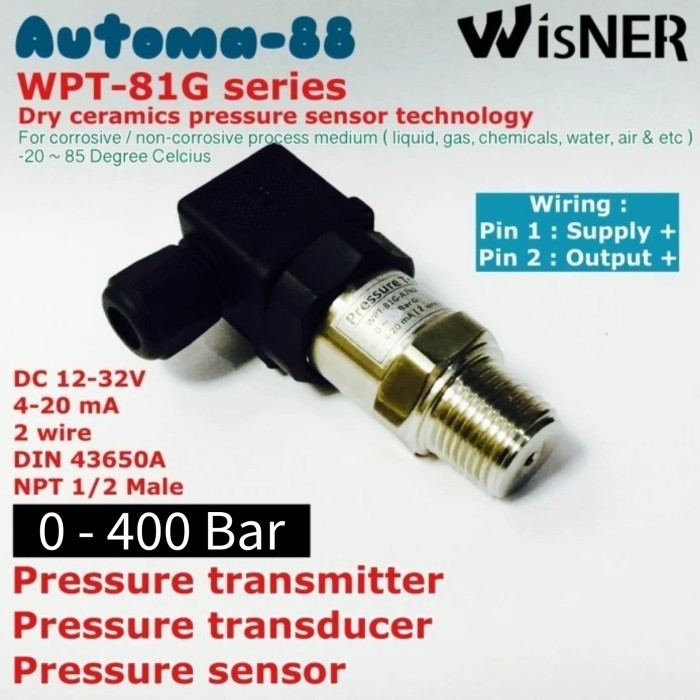 Jual MN08 Pressure Transmitter 400Bar 0-400 Bar 4-20mA 24V NPT 1/2 inch ...