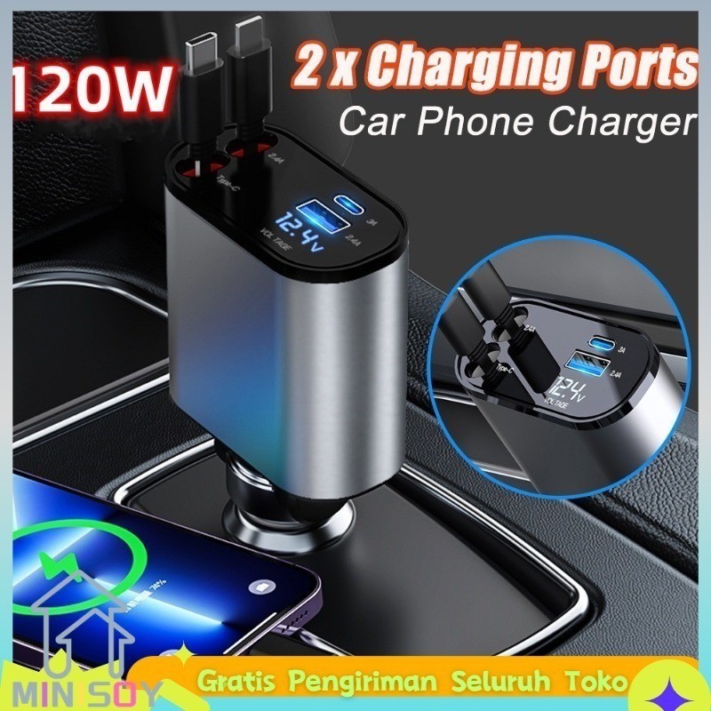 Jual 【COD】Charger Mobil 4in1 IOS Dan Android (Charger Mobil Kabel ...