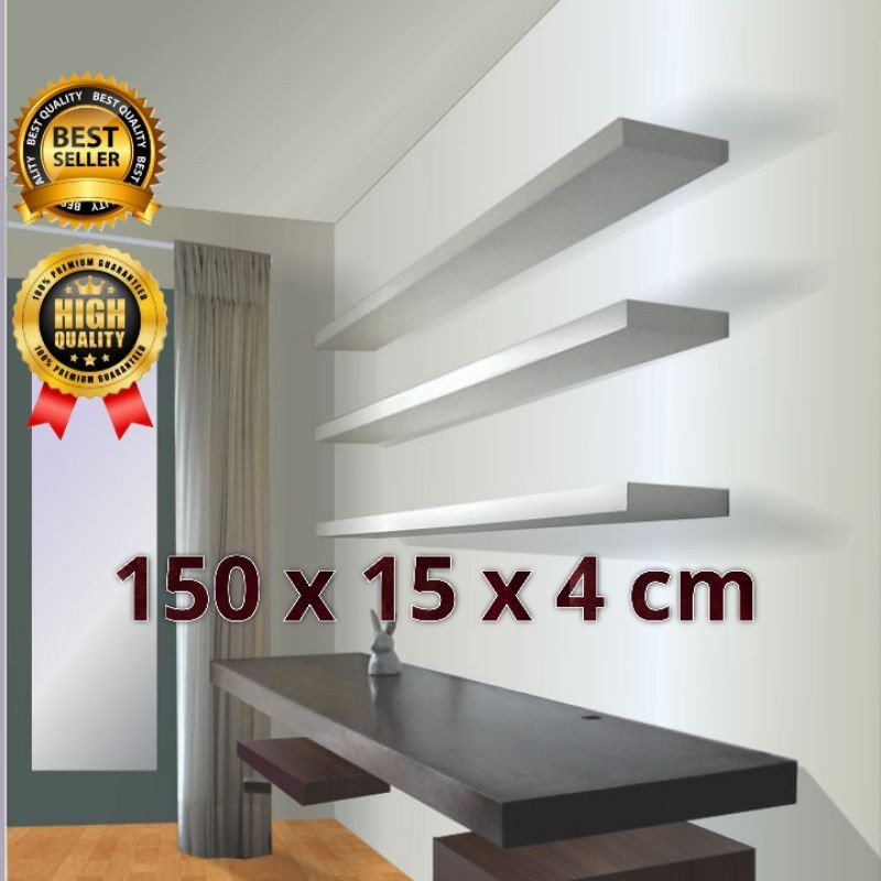 Jual Rak Ambalan Dinding Tempel 150/120/ 100 / 80 X 15 x 4 cm minimalis ...