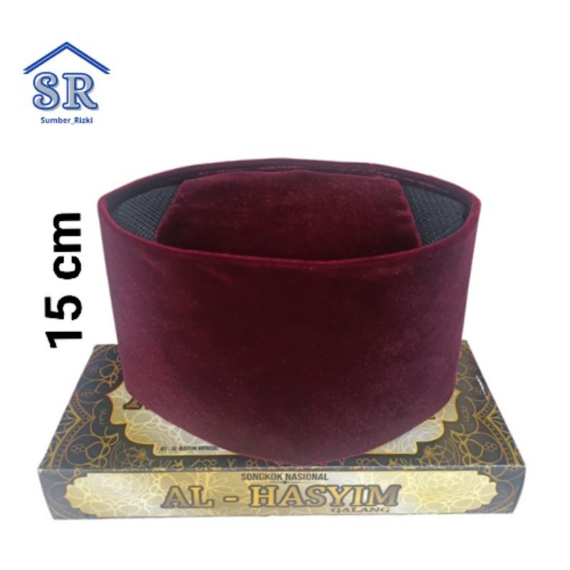 Jual Peci Songkok Hitam/Merah Maroon Ac Tinggi 15 cm Kopyah Bludru ...