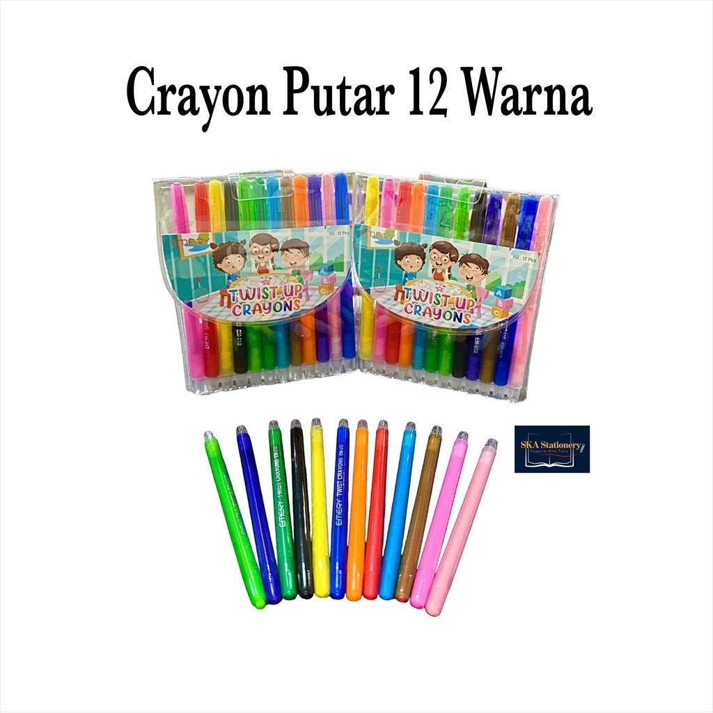 Jual Crayon Putar / Twist Crayon Panjang 12 Warna (Set) | Shopee Indonesia