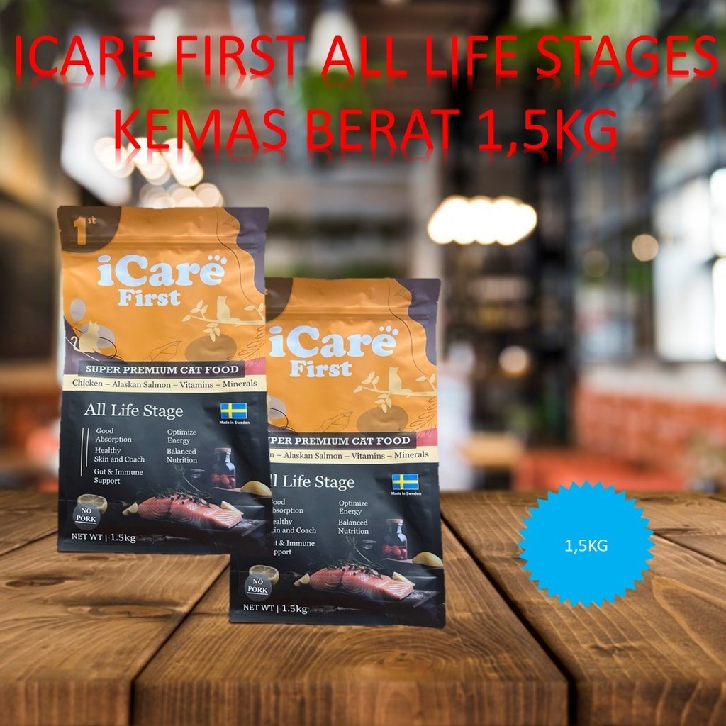 Jual iCare First All Life Stage 1,5kg Makanan Kucing Super Premium ...