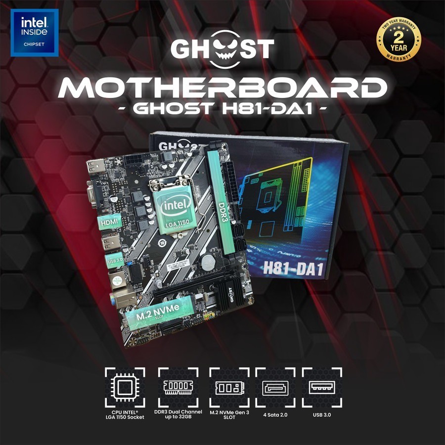 Jual Motherboard GHOST H81-DA1 LGA 1150 NVME | Shopee Indonesia