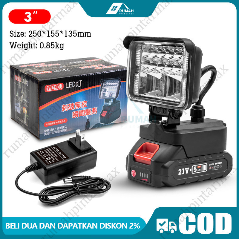 Jual LED lampu emergency lampu cordless Antarmuka baterai Makita LED ...