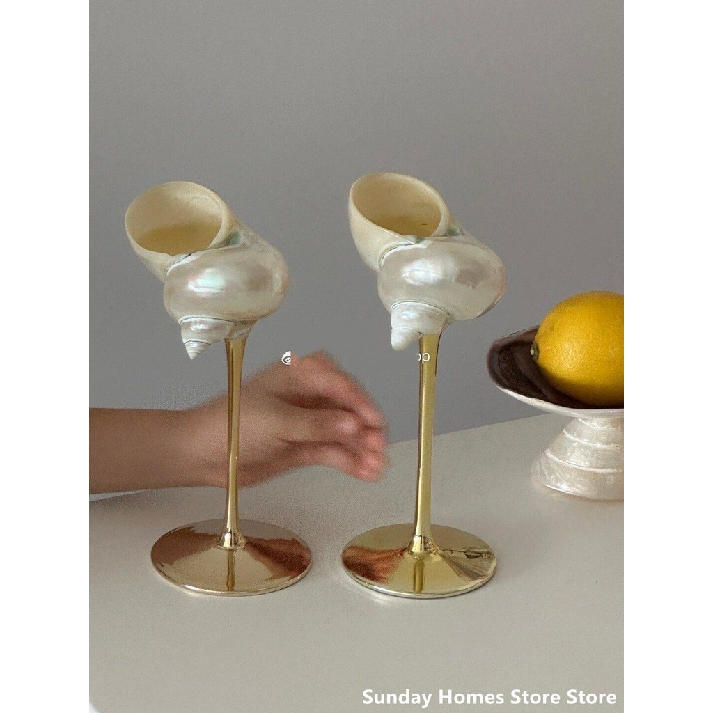 Jual Handmade Natural Conch Shell Wine Glass Champagne Cocktail Twisted ...