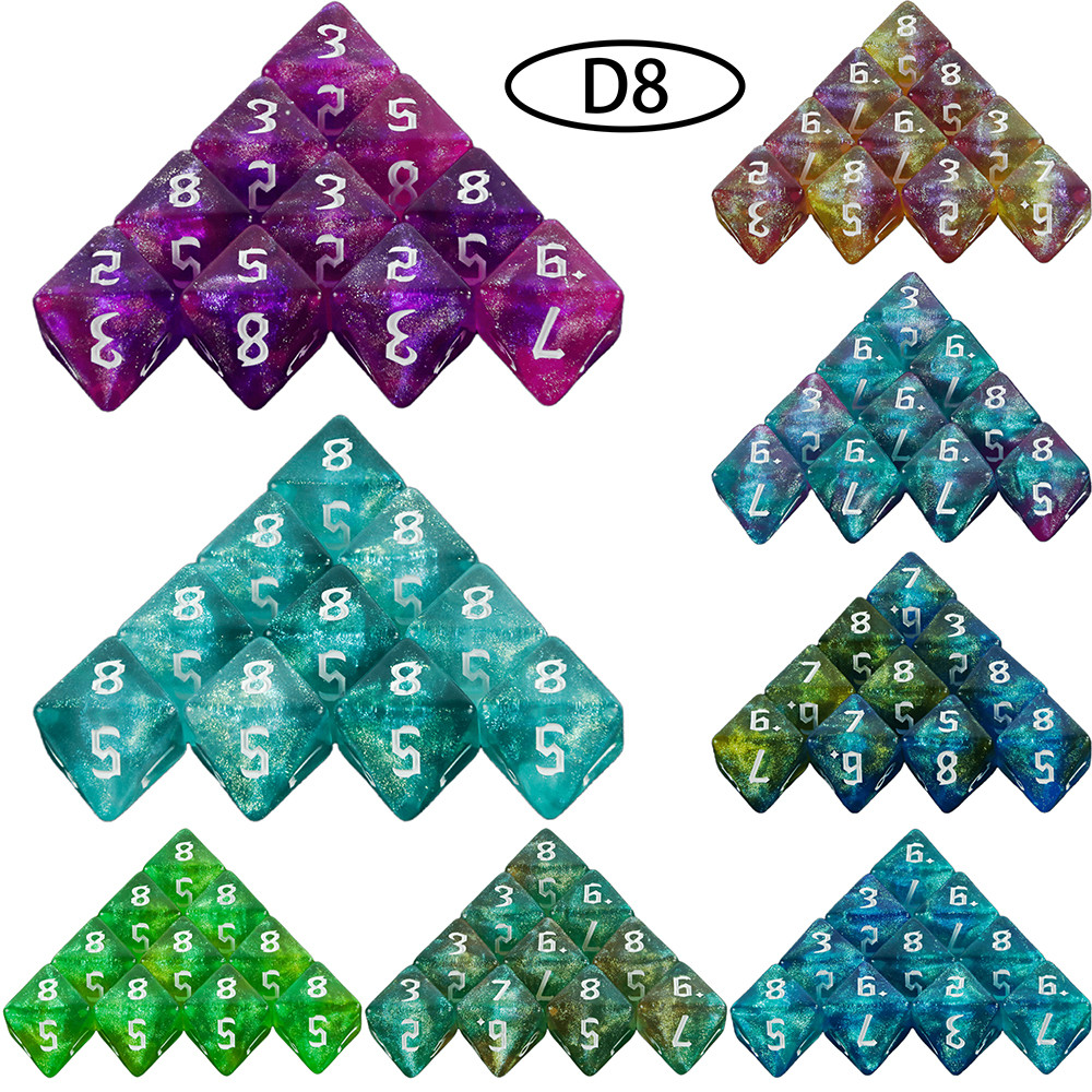 Jual D8 Mixed Colours Polyhedral Dice 8 Sided Amazing Glitter Dice for ...