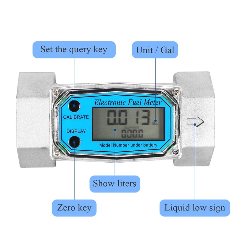 Jual 587C Turbine Flow Meter Digital Oil Fuel Flow Meter Mini Pump Flow ...