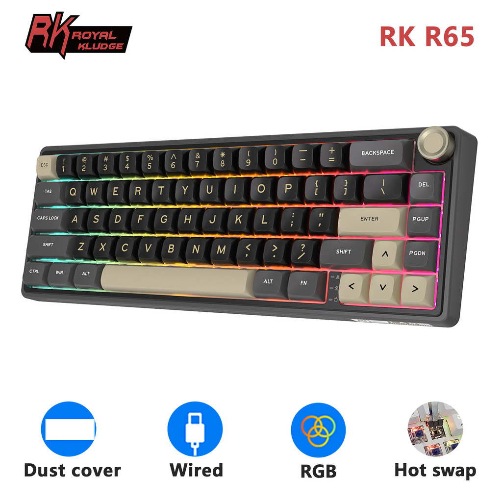 Jual RK Royal Kludge R65 Gasket Wired Mechanical Keyboard 66 Key 65% ...