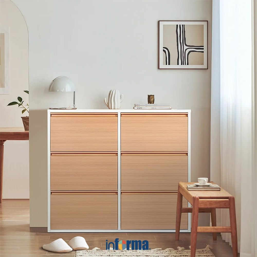 Jual Informa Levi Kabinet Sepatu 6 Tingkat - Putih/Cokelat Kayu ...