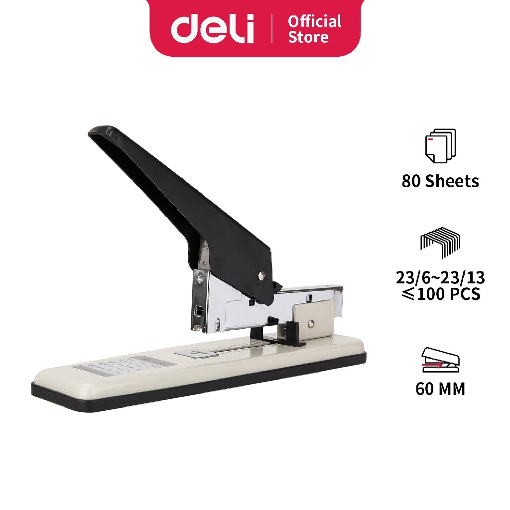 Jual Deli Stapler Heavy Duty daya tahan kuat 80sheets E0394 | Shopee Indonesia