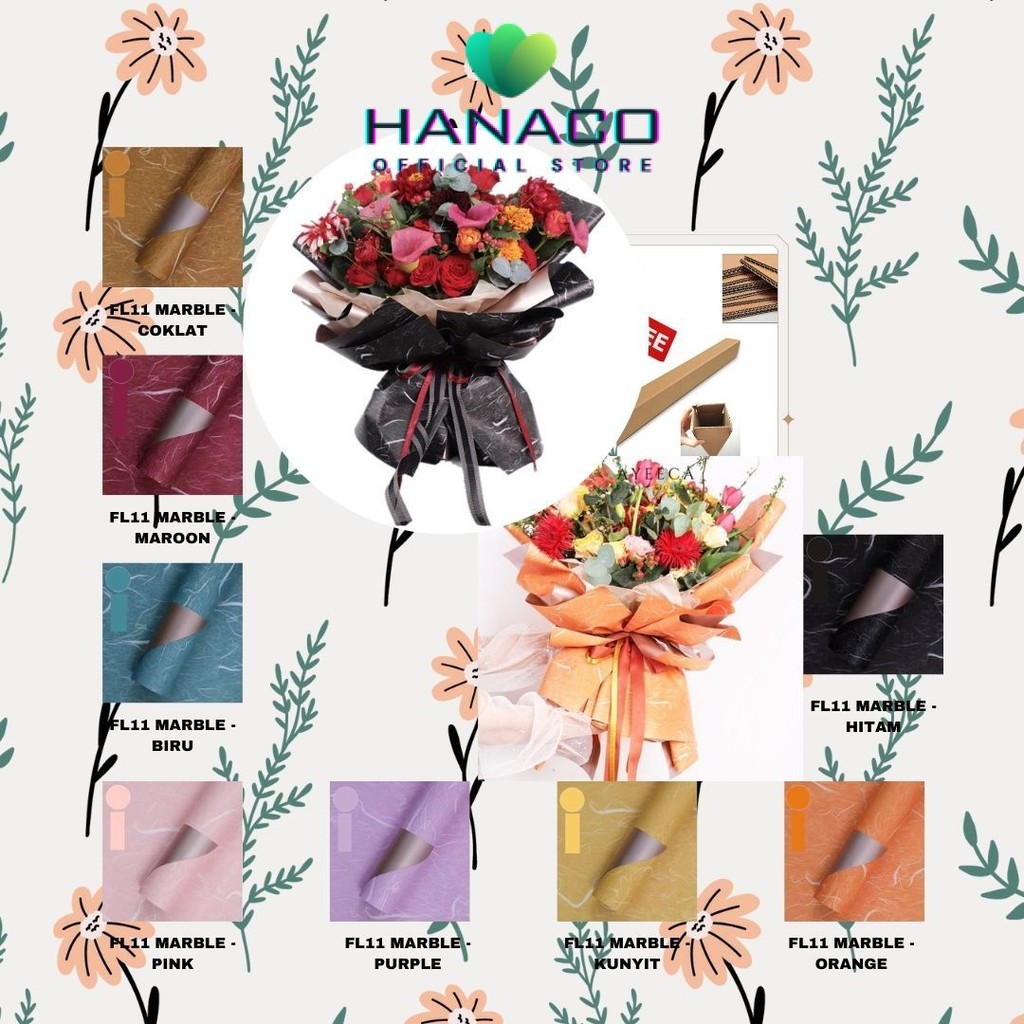 Jual HANACO - (5 LEMBAR) - FL11 MARBLE Kertas Bunga Paper Buket Motif Garis Abstrak Florist ...