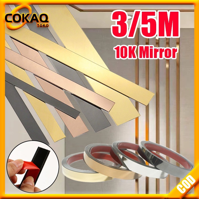 Jual COKAQ 3/5M List Plat Strip Mirror Stainless Steel 10K Strip Trim ...