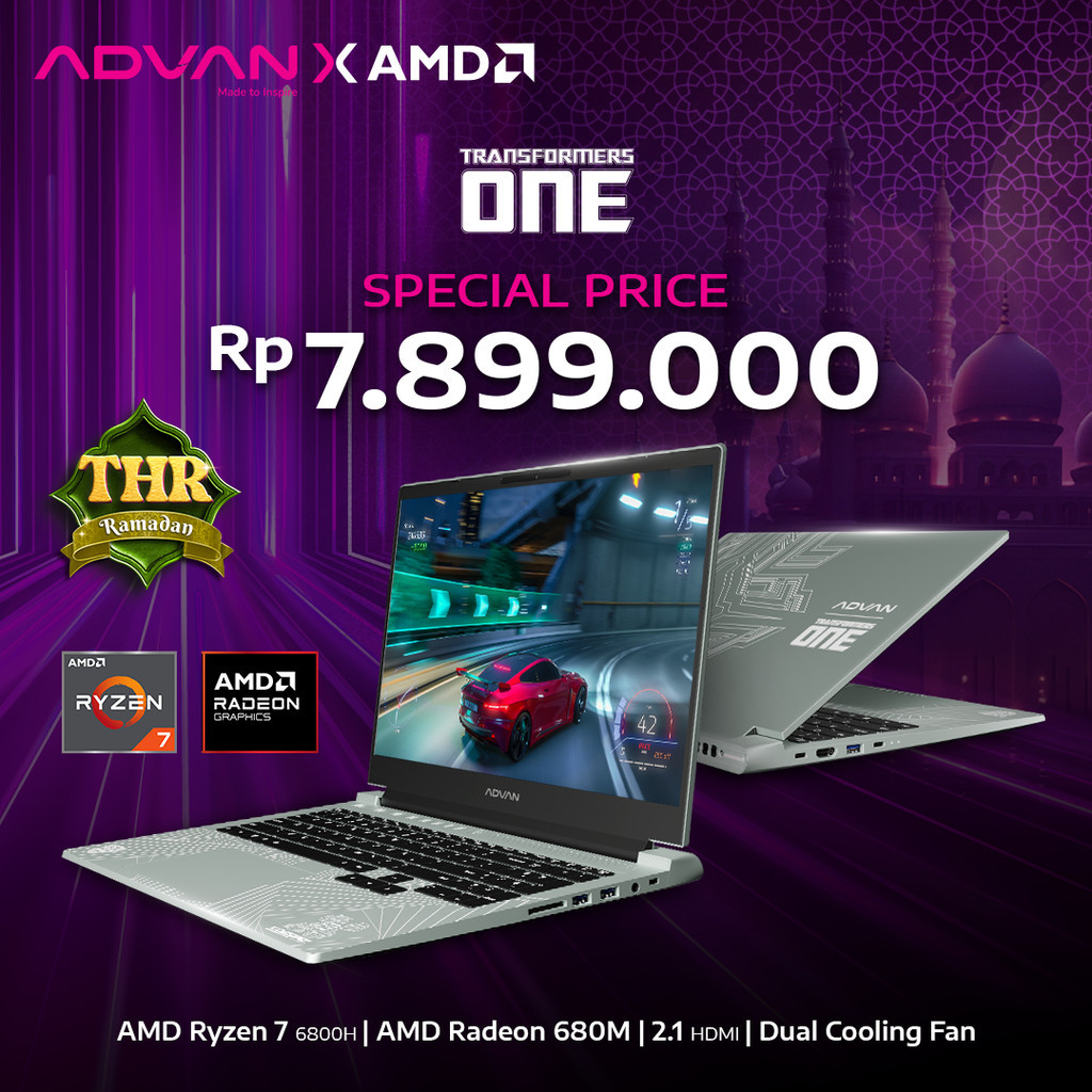 Jual [ THR RAMADHAN ] ADVAN Laptop Gaming Pixwar x Transformers AMD ...