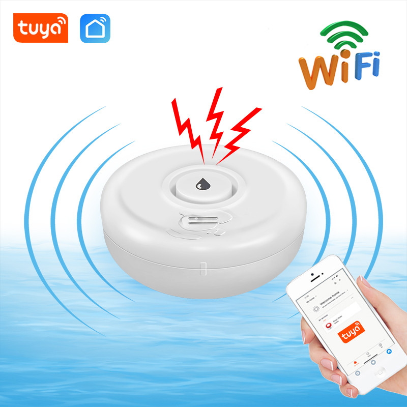 Jual Tuya WiFi Flood Sensor Smart Life App Water Leak Sensor Detection Loudly Sound Alarm ...