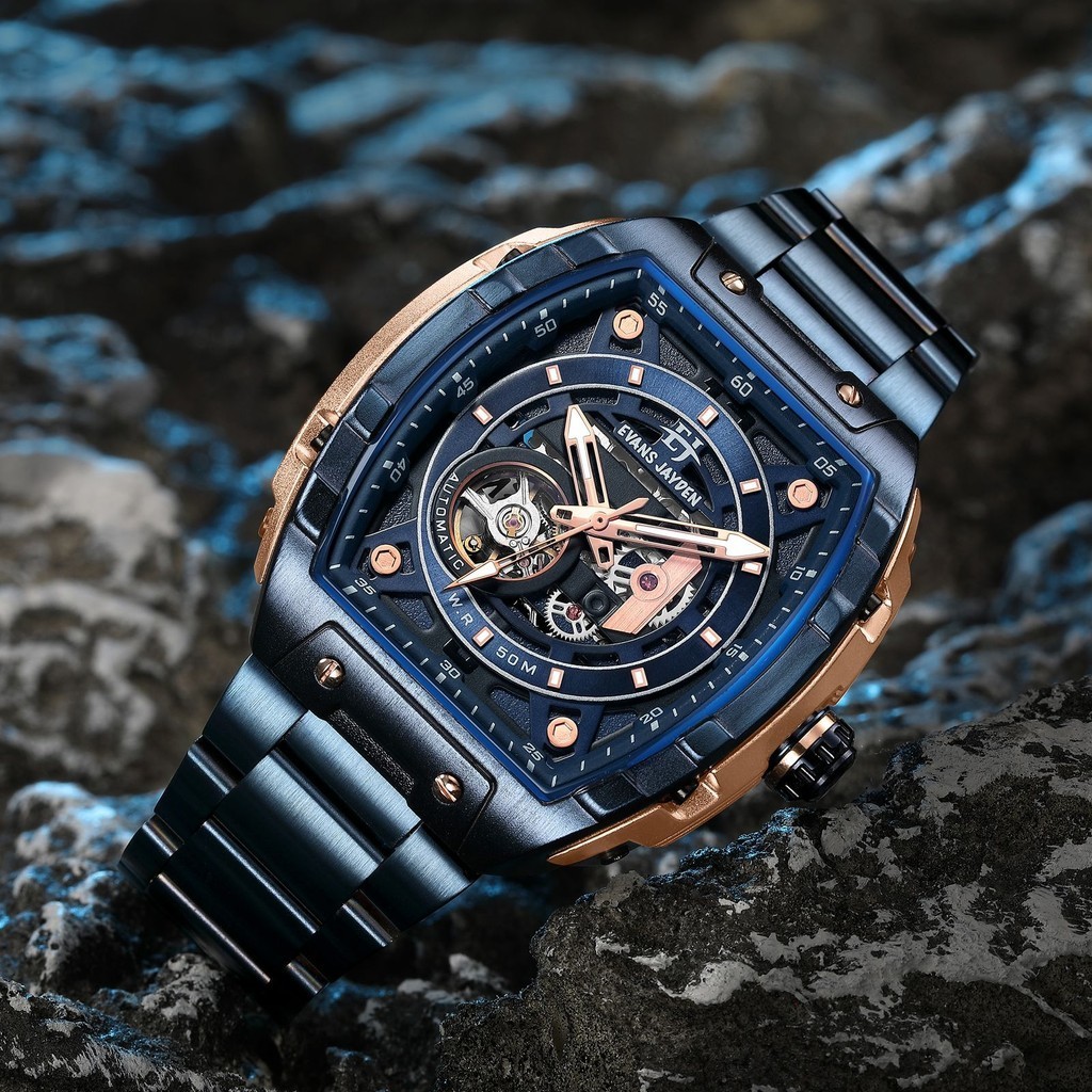 Jual Evans Jayden Jam Tangan Pria 9611 Rantai Automatic Stainless Kaca ...