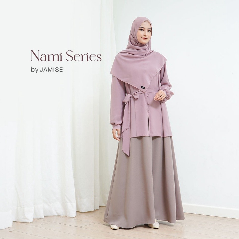Jual KODE Q74S Jamise Nami Series Gamis Set dan Outer Kombinasi 2 Bahan ...