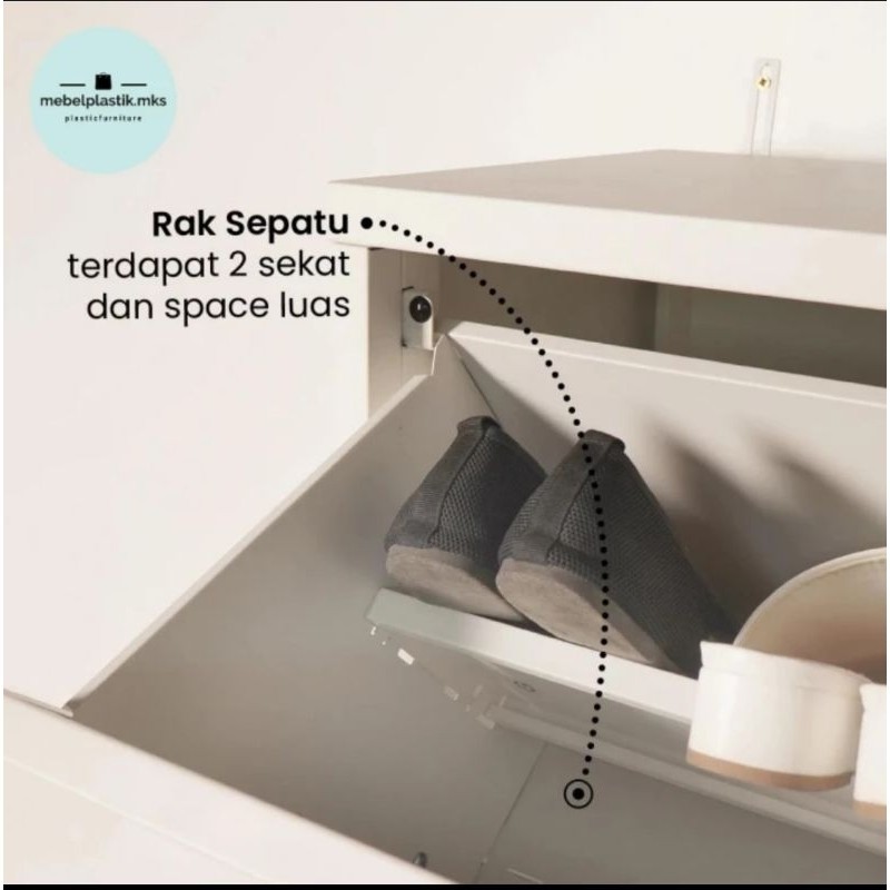 Jual Rak Sepatu Besi Olympic SR 002 / Rak Putih Panel Particle Board Susun 3 Sliding | Shopee ...