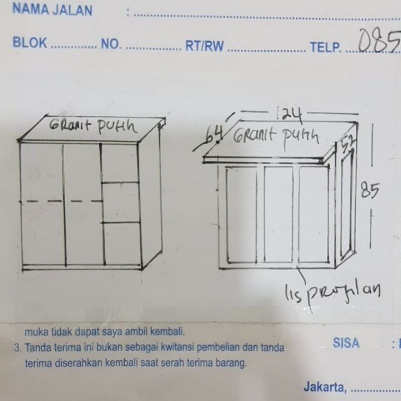 Jual meja island ukuran 124x64x85 top table granit tile dengan lis ...
