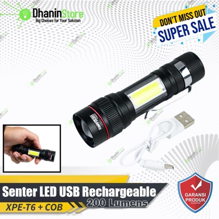 Jual Lampu Senter LED Mini Telescopic Zoom USB Cas Rechargeable XPE-T6 ...