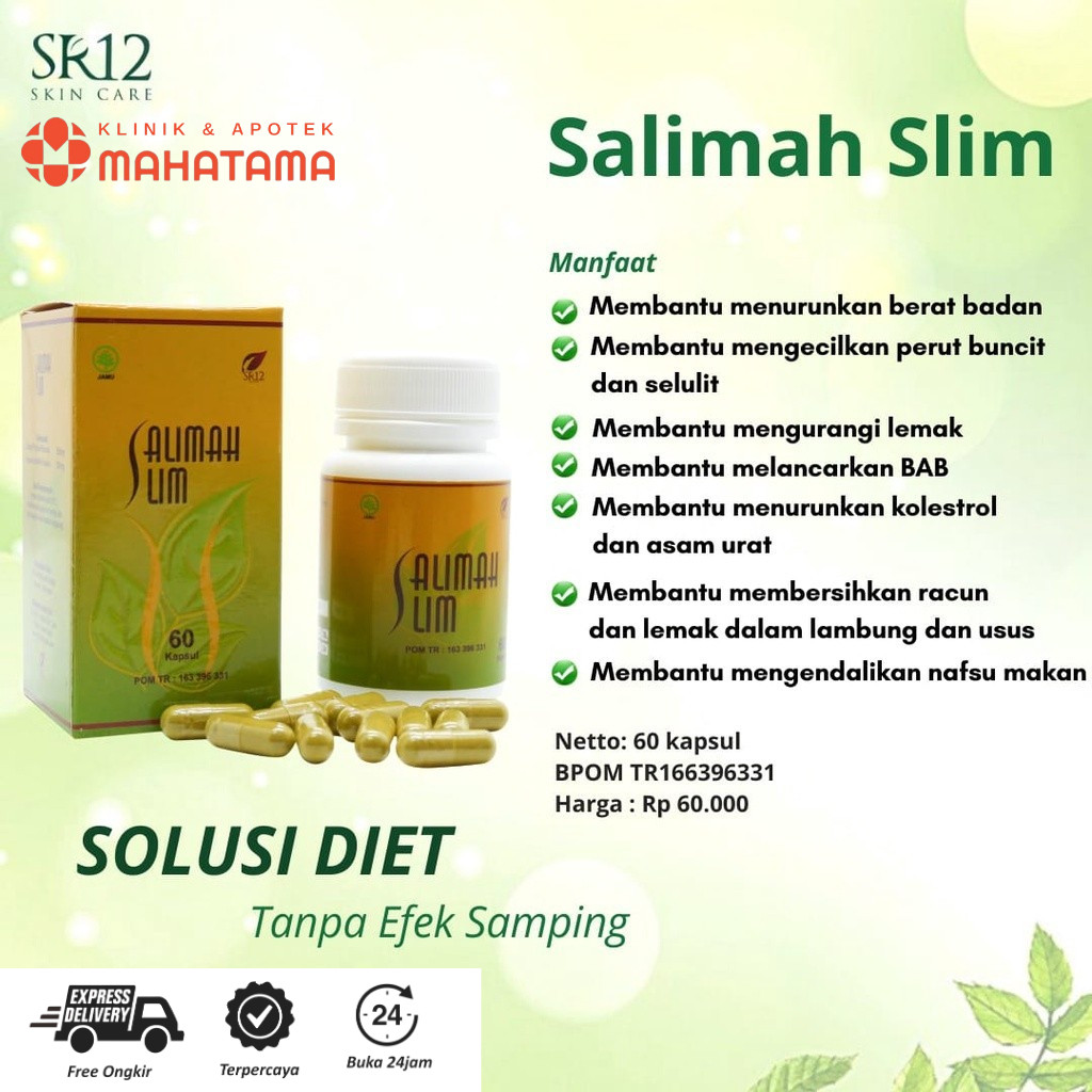 Jual (Instant atau COD) Salimah Slim SR12 Pelangsing Badan Obat Diet Herbal Penurun Berat Badan ...