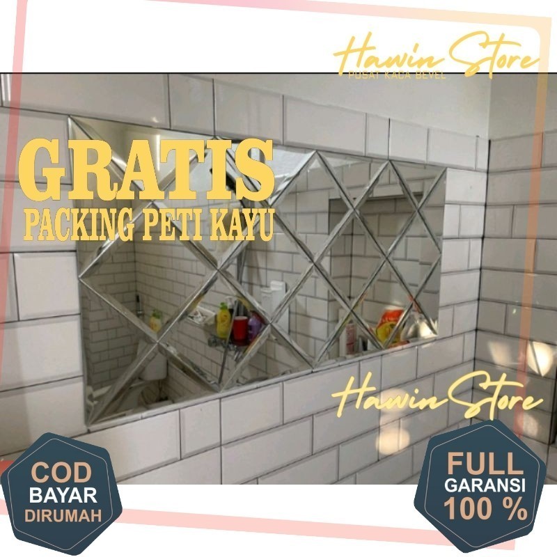 Jual Kaca cermin custom Bevel 40 x 80 Cm Bevel 1cm - FREE PACKING PETI ...