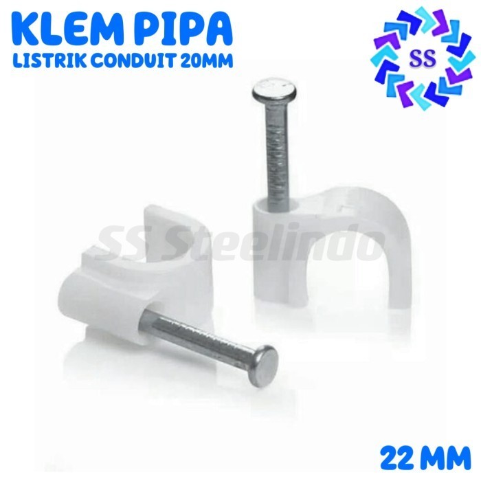 Jual KLEM/CLAMP PIPA LISTRIK PVC 22MM (UNTUK PIPA CONDUIT 20MM) PUTIH ...
