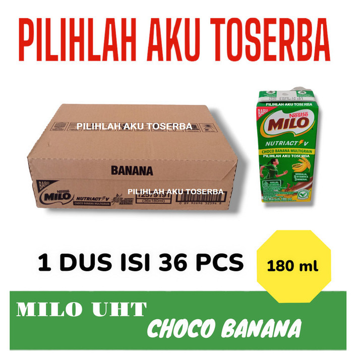 Jual Susu Milo UHT Kotak CHOCO BANANA 180 ml - ( HARGA 1 DUS isi 36 ...