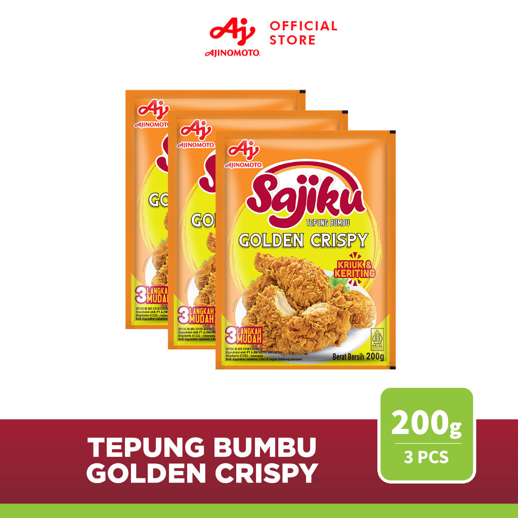 Jual SAJIKU® Tepung bumbu Golden Crispy Sachet 200g (3 pcs) | Shopee ...