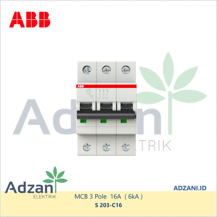 Jual [ABB] MCB 3P 16A 6kA S203-C16 2CDS253001R0164 | Shopee Indonesia