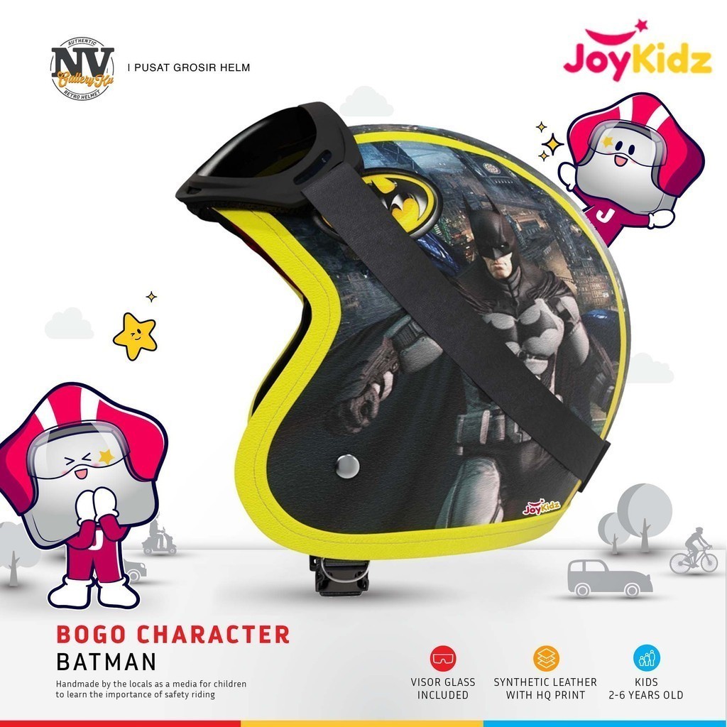 Jual Helm Anak Bogo KACAMATA Retro Printing Kids Zaman NoW usia 2-7 ...
